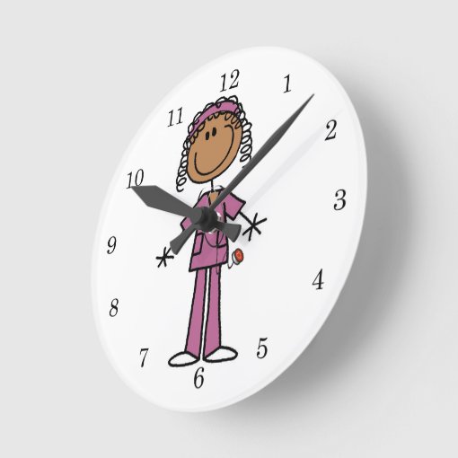 African American Nurse Round Clock | Zazzle