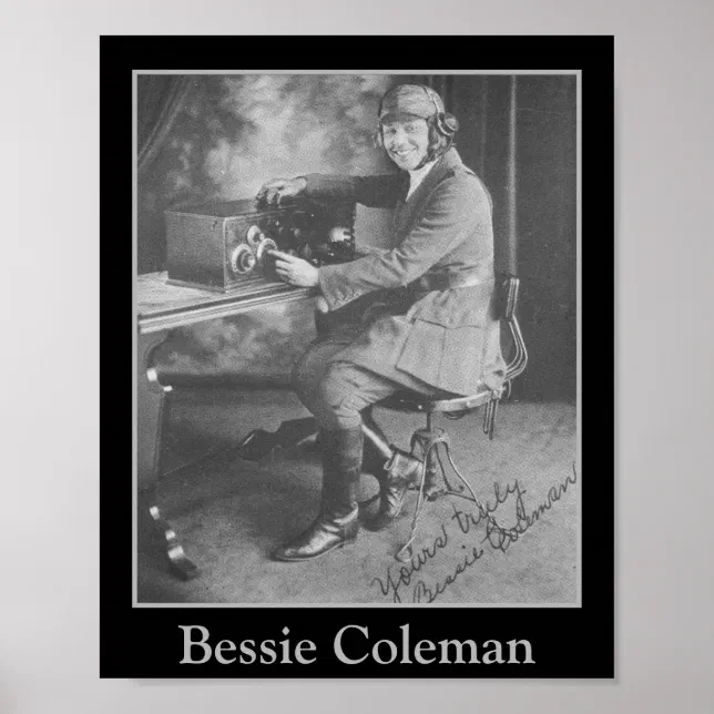 African-American Pilot Bessie Coleman Portrait Poster | Zazzle
