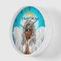African American Praying Angel Clock | Zazzle