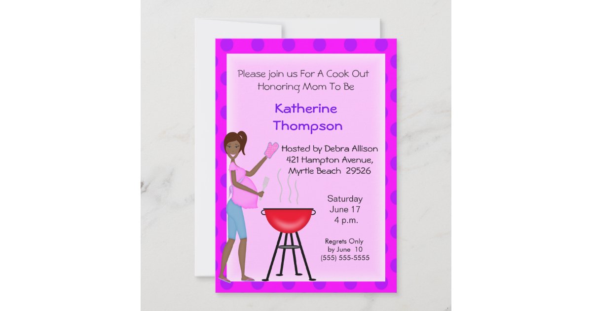 African American Pregnant Mom Cookout Invitation | Zazzle