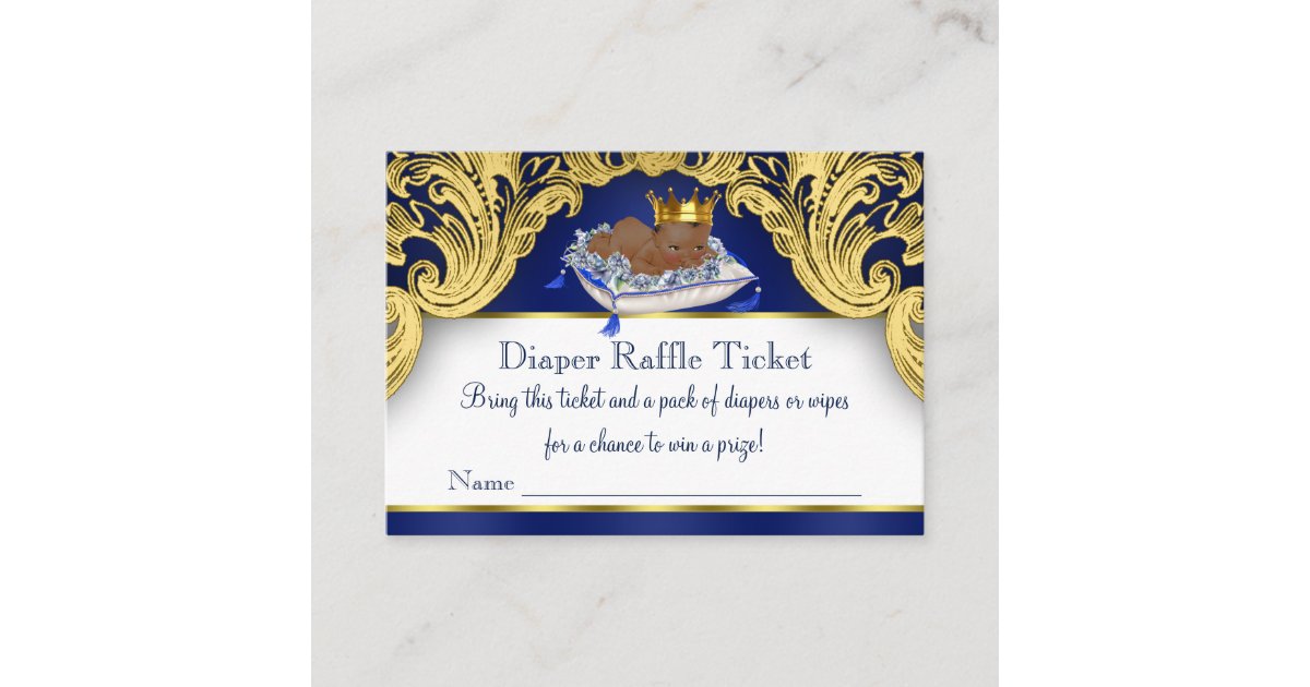 African American Prince Diaper Raffle Tickets Enclosure Card | Zazzle