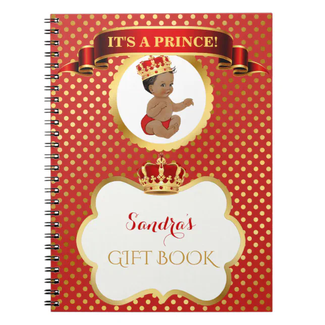 African American Prince Royal Red Gold Gift Notebook | Zazzle