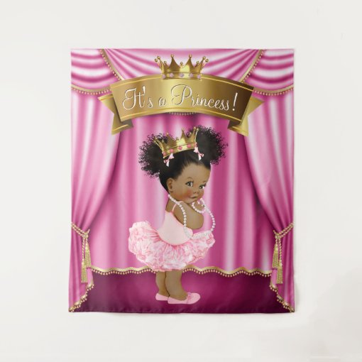 African American Princess Baby Shower Backdrop | Zazzle