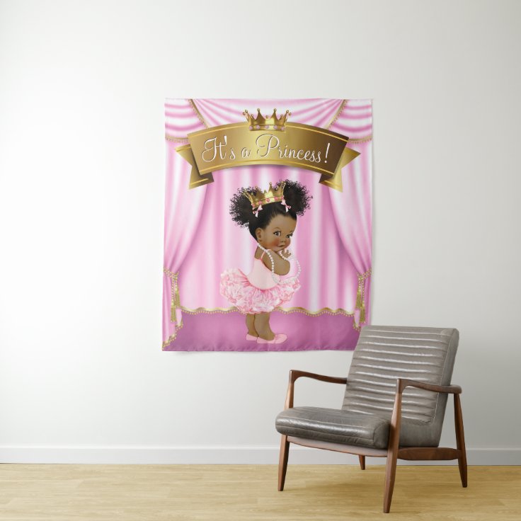 African American Princess Baby Shower Backdrops | Zazzle