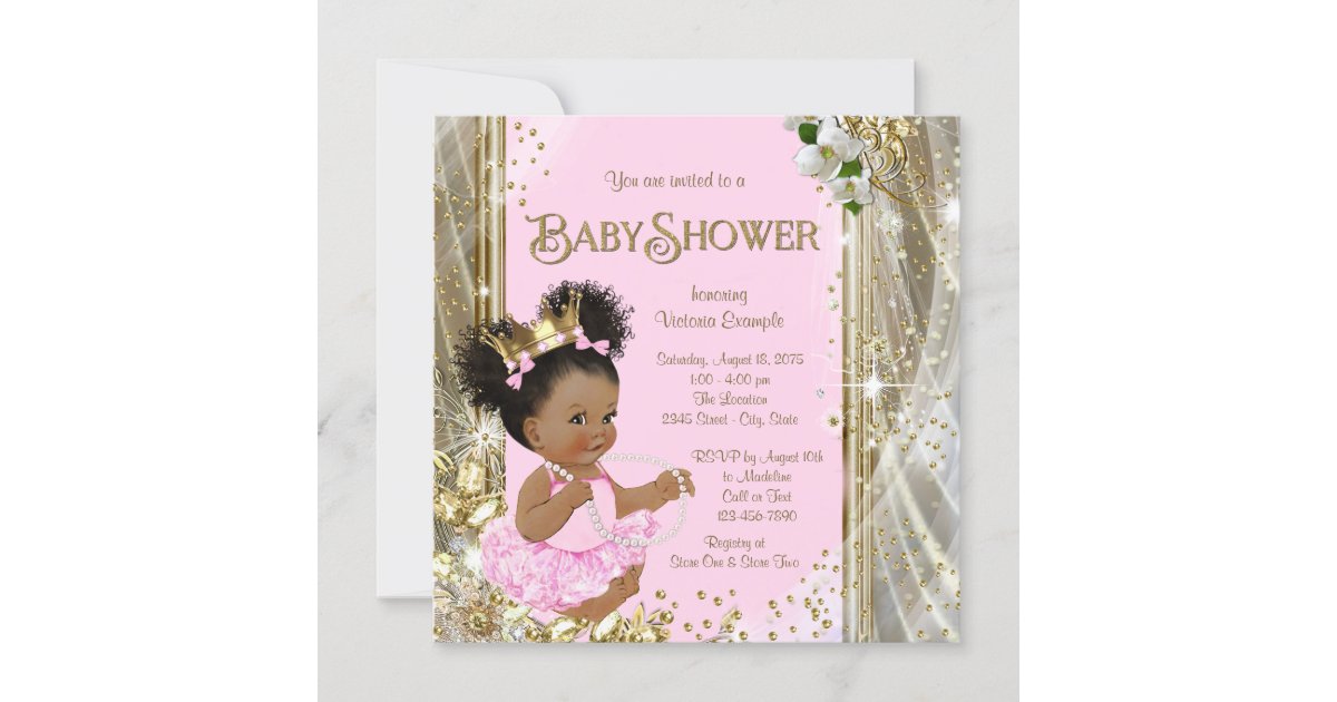 African American Princess Baby Shower Invitations | Zazzle