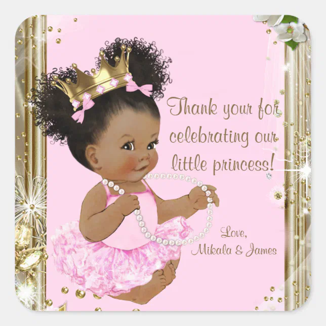 African American Princess Baby Shower Stickers | Zazzle
