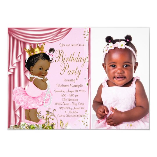 African American Princess Birthday Party Invitation | Zazzle.com