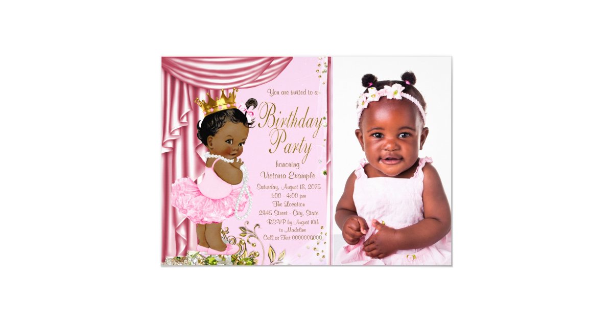 African American Princess Birthday Party Invitation | Zazzle.com