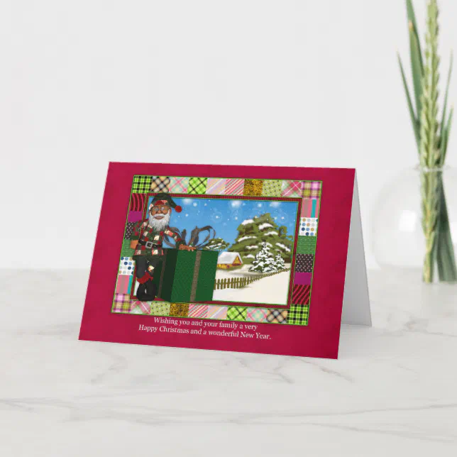 African American Santa Christmas Greeting Card Wit | Zazzle