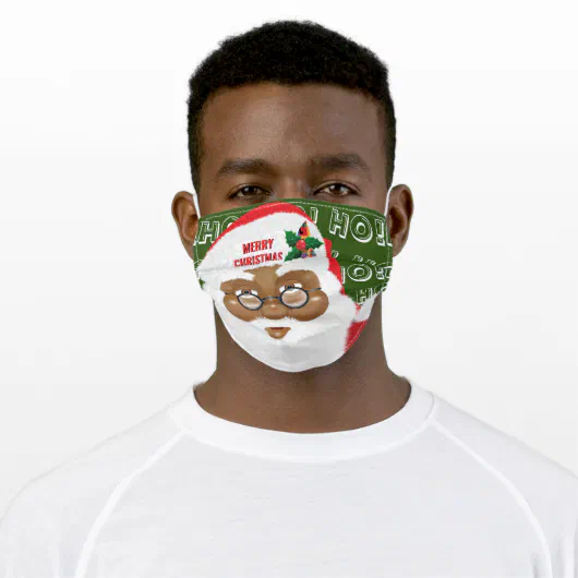 African American Santa Claus Christmas Adult Cloth Face Mask | Zazzle