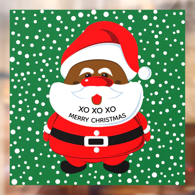 African-American Santa Claus green Christmas Window Cling | Zazzle