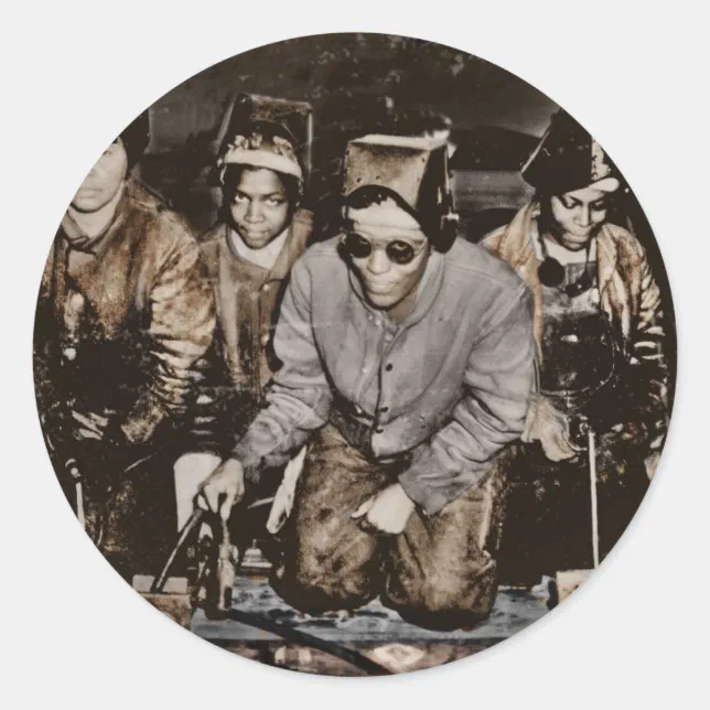 African American Steelworkers WWII Classic Round Sticker | Zazzle