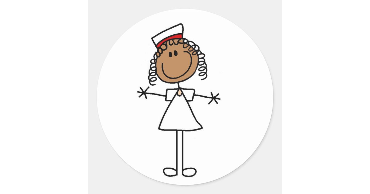 African American Stick Figure Tshirts and Gifts Classic Round Sticker ...
