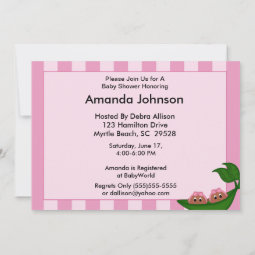 African American Twins Pink Peapod Baby Shower Invitation | Zazzle