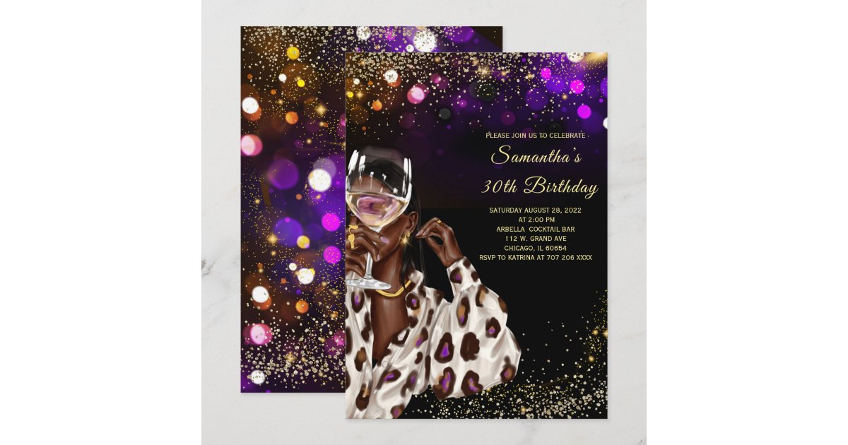 African American Woman Birthday Invitations | Zazzle