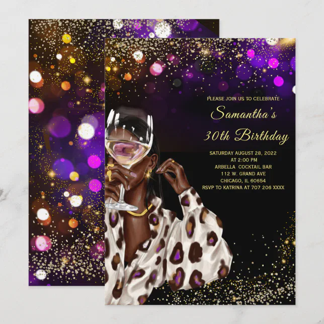 African American Woman Birthday Invitations | Zazzle