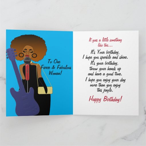 African American Woman Singing Guitar Birthday Card | Zazzle