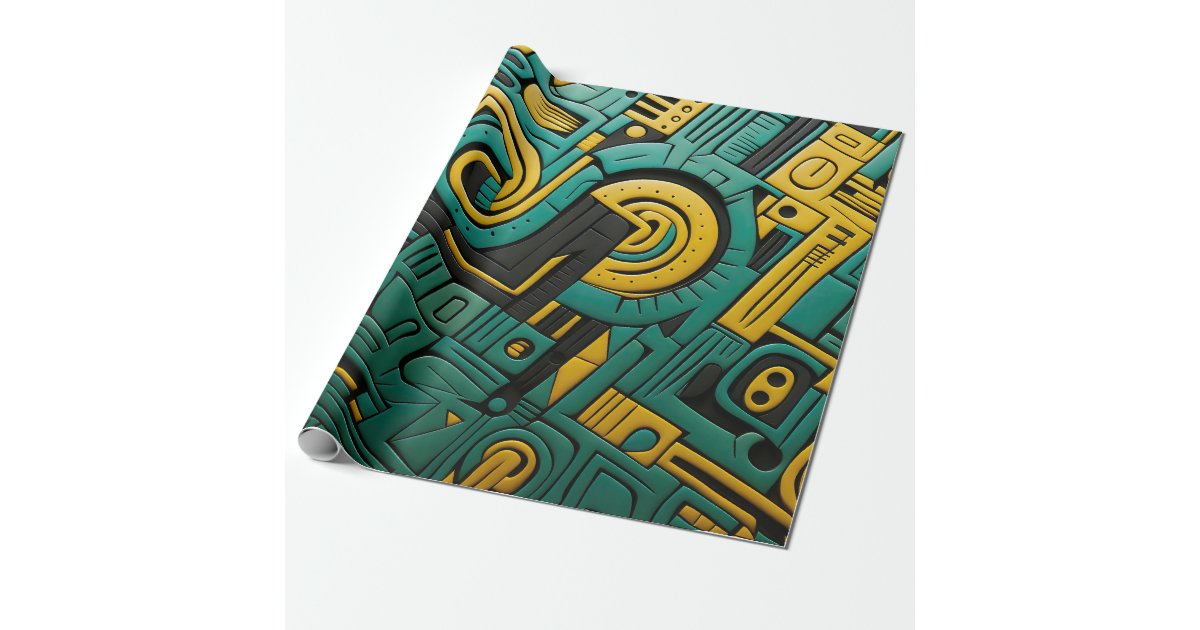 African Ankara Emerald Matrix Wrapping Paper | Zazzle