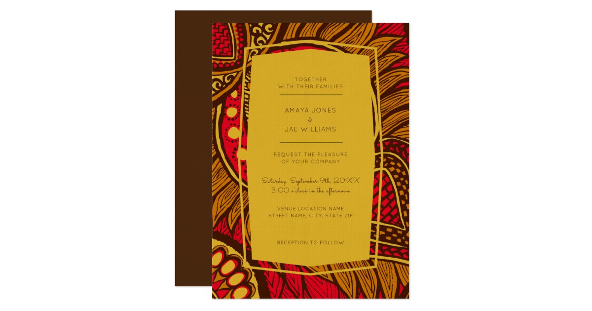 African Ankara Red Floral Wedding Invitation | Zazzle.com