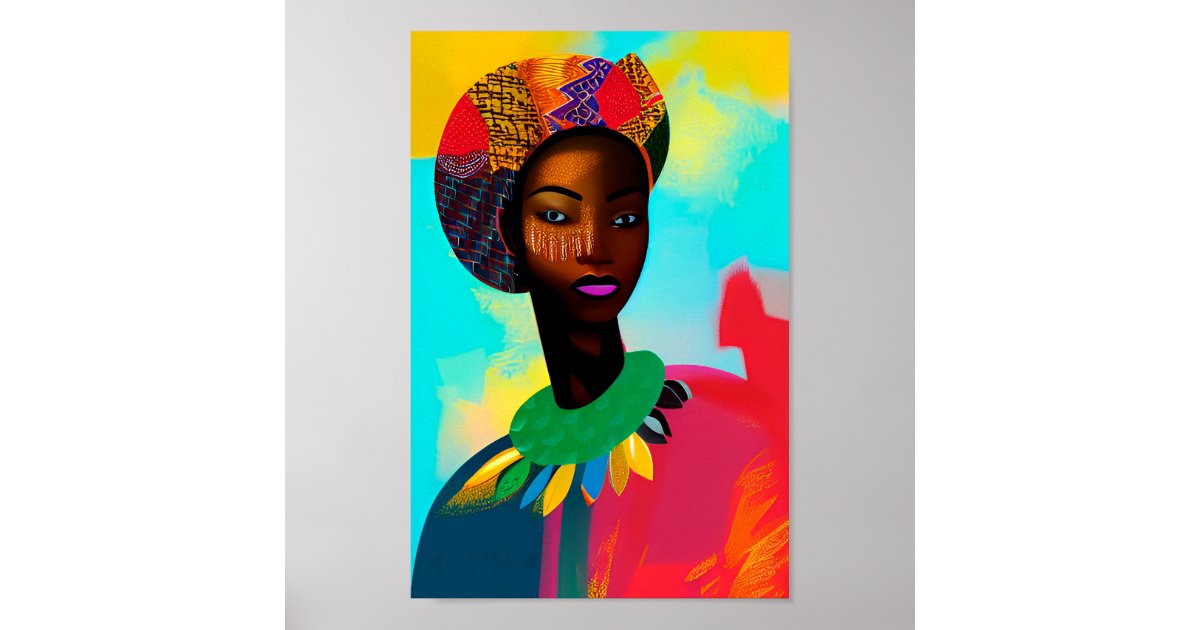 African Art Black Woman Art African American Art Poster | Zazzle