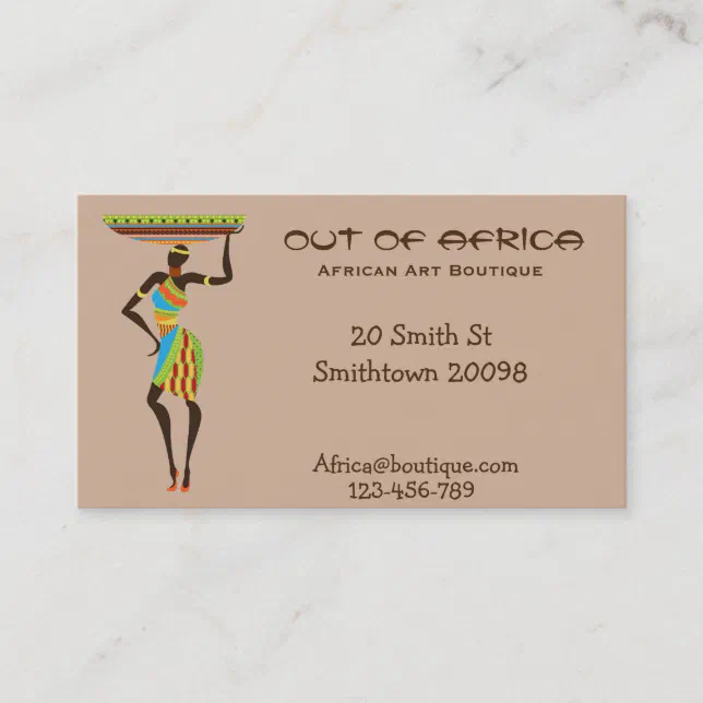 African art boutique shop African fashion Business Card | Zazzle