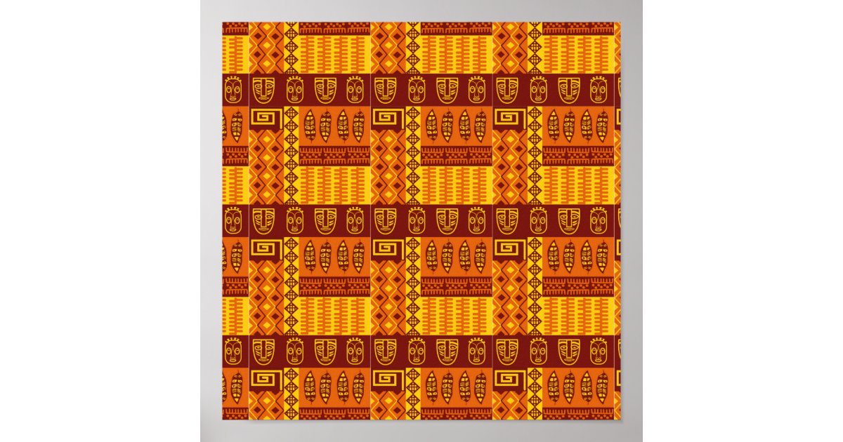 African Art Geometric Pattern Poster | Zazzle