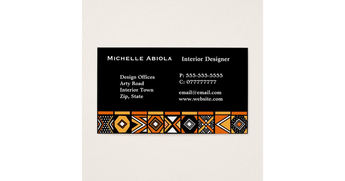African art pattern business card | Zazzle.com