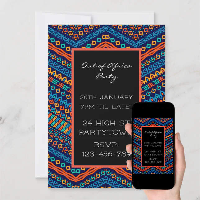 African art pattern design party theme invitation | Zazzle