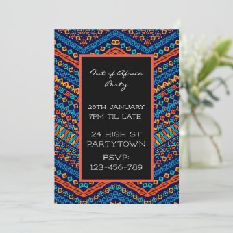 African art pattern design party theme invitation | Zazzle
