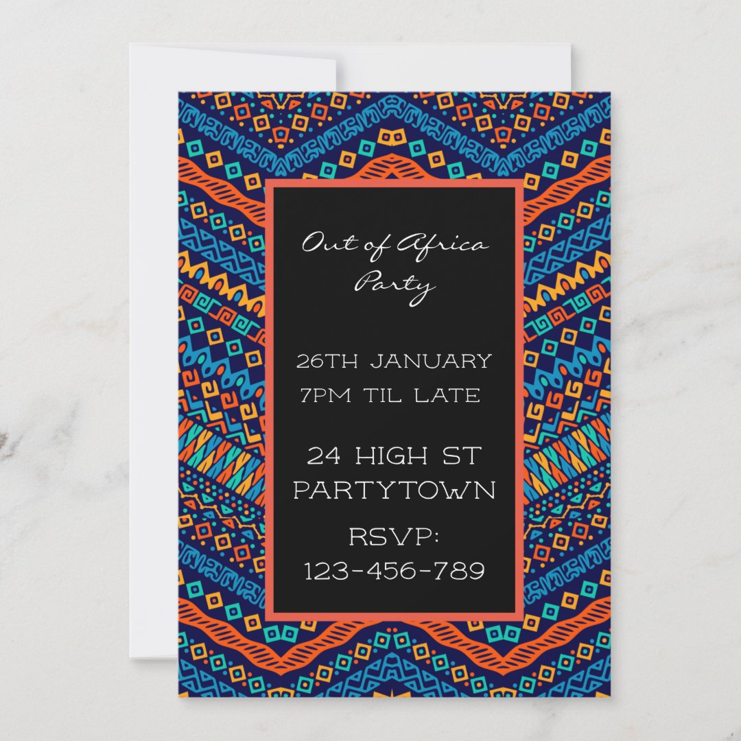 African art pattern design party theme invitation | Zazzle