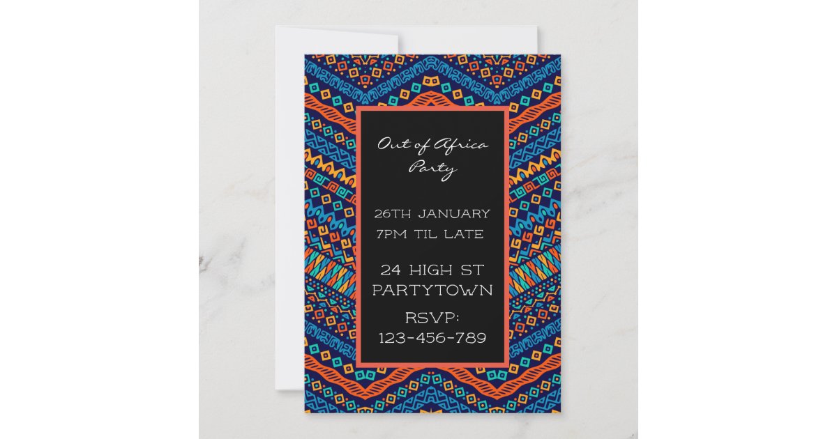 African art pattern design party theme invitation | Zazzle