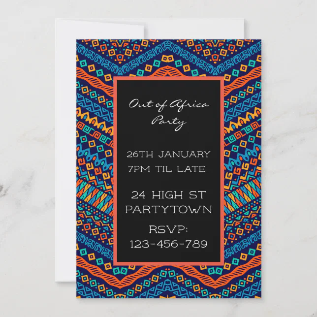 African art pattern design party theme invitation | Zazzle