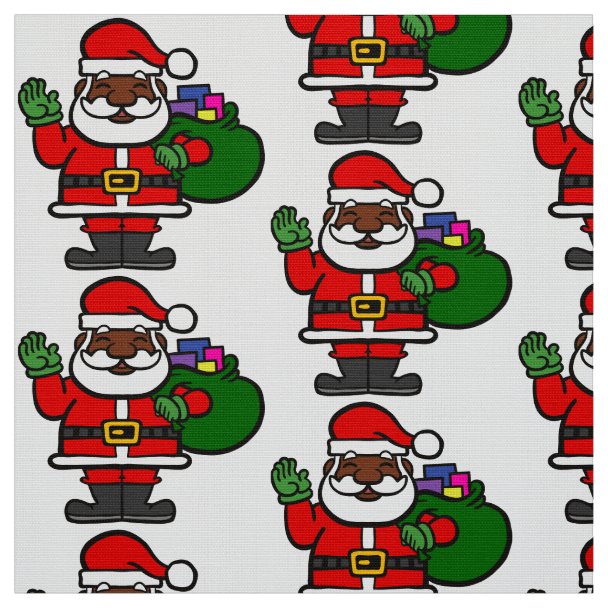 black santa claus christmas fabric | Zazzle.com