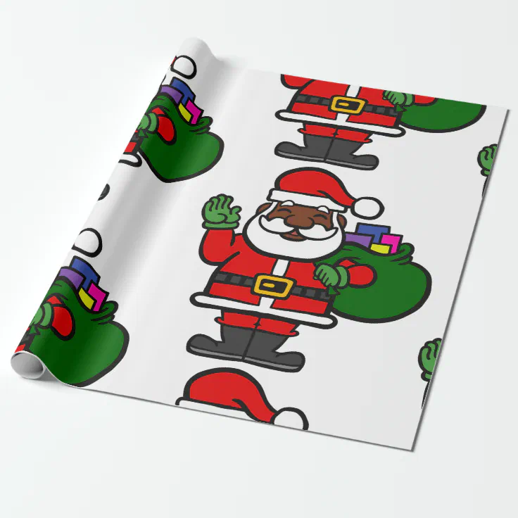 african black santa claus xmas wrapping paper | Zazzle