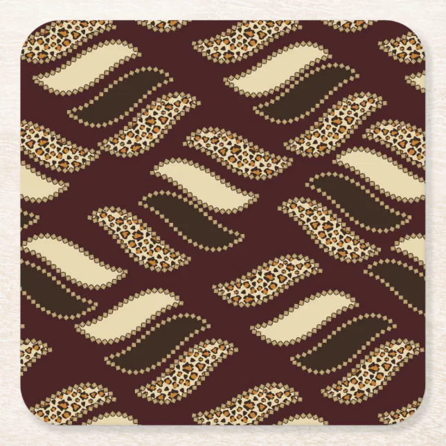 African cheetah skin pattern 2 square paper coaster | Zazzle