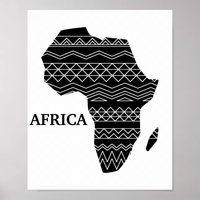 African Continent Black and White Poster | Zazzle