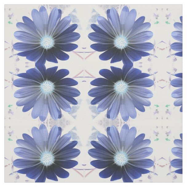 Cute Sky Blue And White Floral Daisy Fabric | Zazzle
