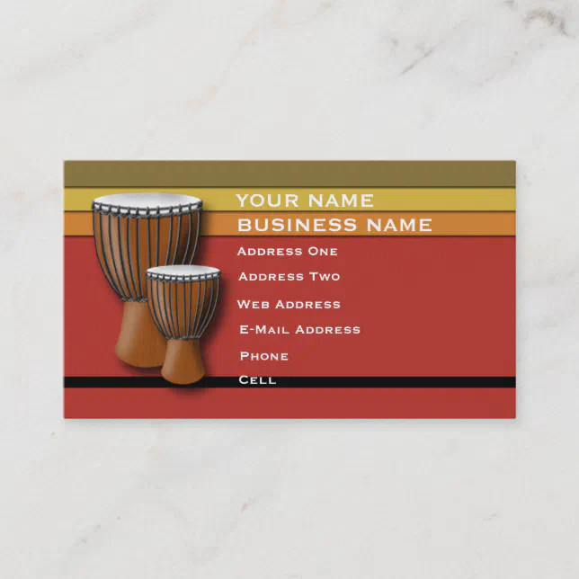 African Djembe Drum - Music Business Card | Zazzle