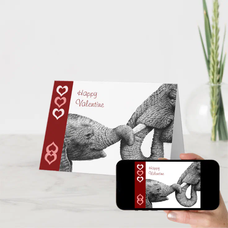 African Elephant and Baby Valentine Card | Zazzle