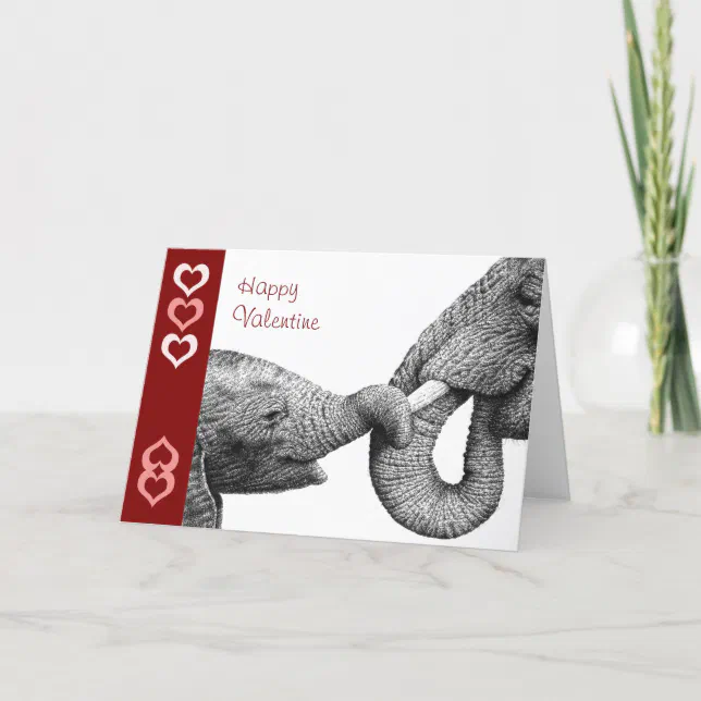 African Elephant and Baby Valentine Card | Zazzle