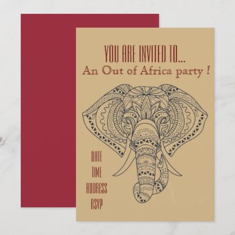 African Elephant themed Out of Africa party Invitation | Zazzle