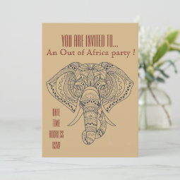 African Elephant themed Out of Africa party Invitation | Zazzle