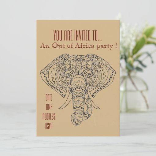 African Elephant themed Out of Africa party Invitation | Zazzle