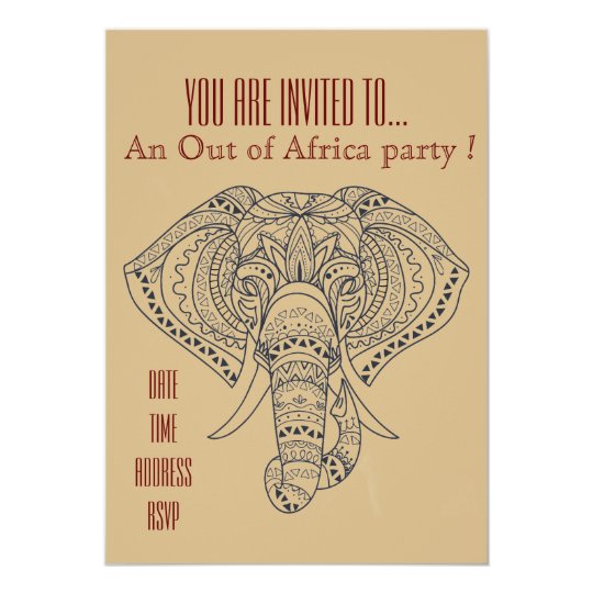 African Elephant themed Out of Africa party Invitation | Zazzle.com