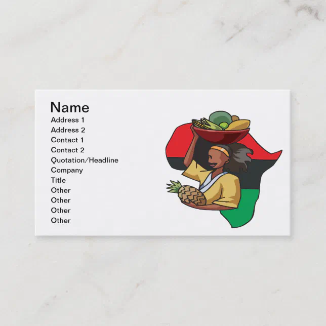 African Food Business Card | Zazzle