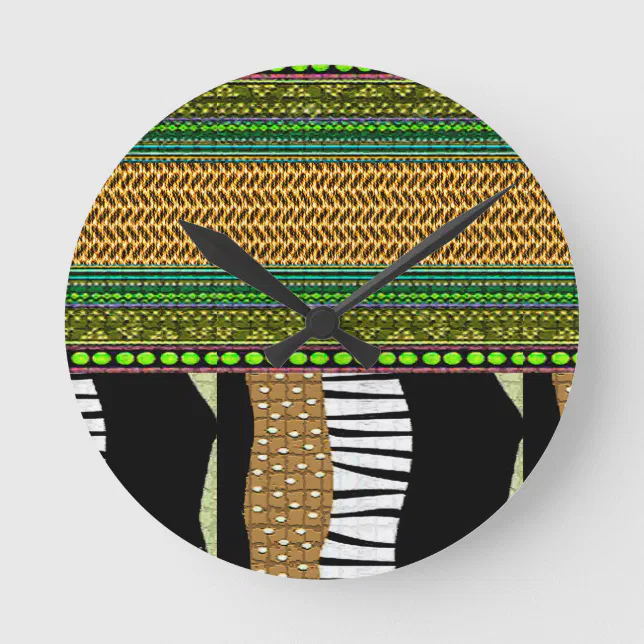 African Geometric Heritage Round Clock | Zazzle