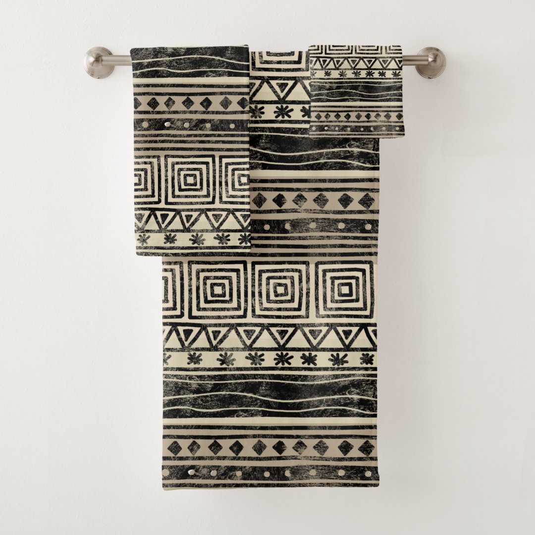 African Geometric Pattern Bath Towel Set | Zazzle