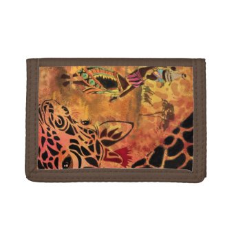 African Girl and Giraffe - Friends - Art Drawing - Trifold Wallet | Zazzle