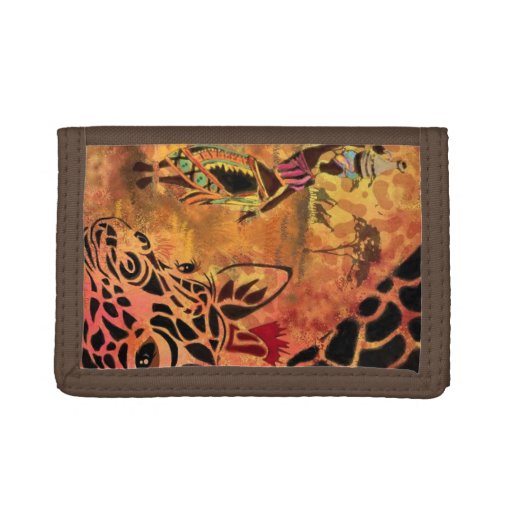 African Girl and Giraffe - Friends - Art Drawing - Trifold Wallet | Zazzle