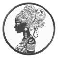 African Girl Portrait Tribal Tattoo Hockey Puck | Zazzle